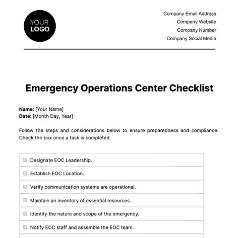 Emergency Response Planning And Management Templates Download In Word