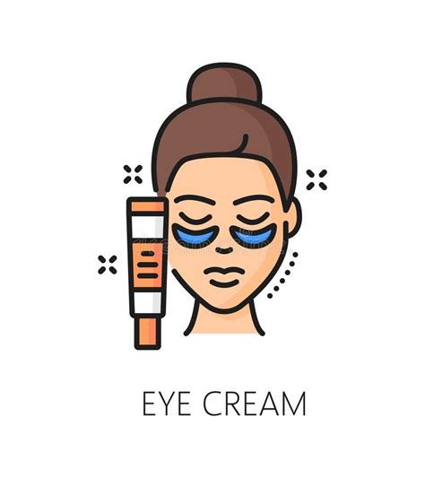 Face Skincare Eye Cream Thin Line Color Icon Stock Illustration