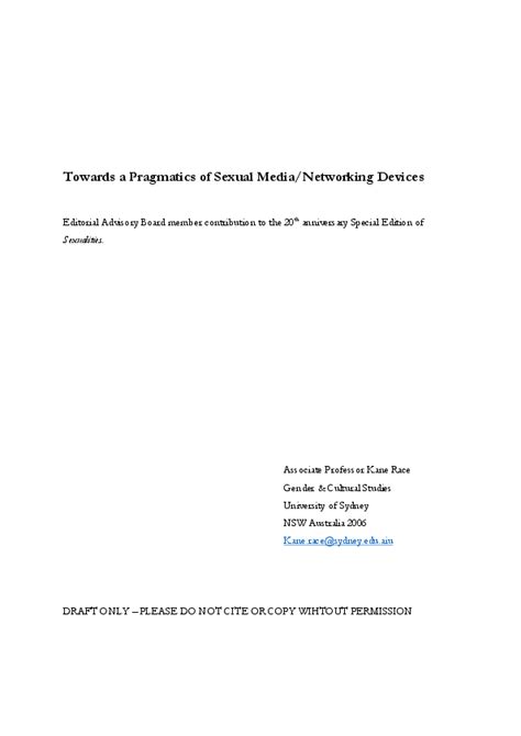 Pdf Towards A Pragmatics Of Sexual Media Networking Devices