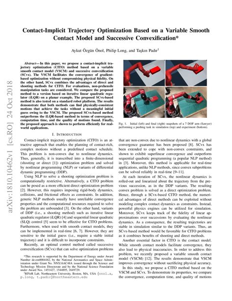 contact implicit trajectory optimization based on a variable smooth