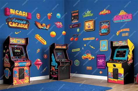 Premium Photo Retro Arcade Game Room Wall Decals