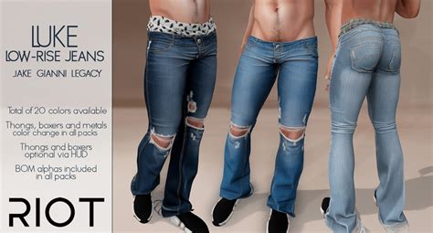Second Life Marketplace Riot Luke Low Rise Jeans Fatpack