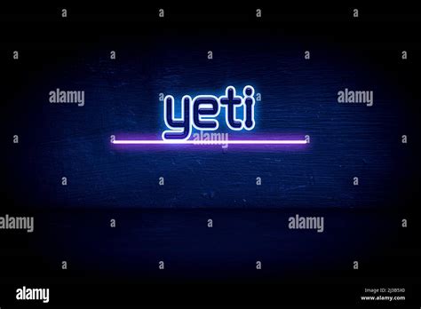 Yeti Blue Neon Announcement Signboard Stock Photo Alamy