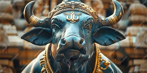 Premium Photo | Symbolic image of Nandi sacred bull of Hindu god Shiva standing strong Concept ...