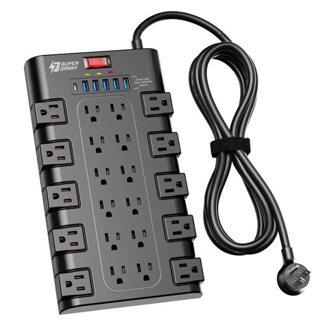 Power Strip SUPERDANNY Surge Protector With 22 AC Outlets And 6 USB