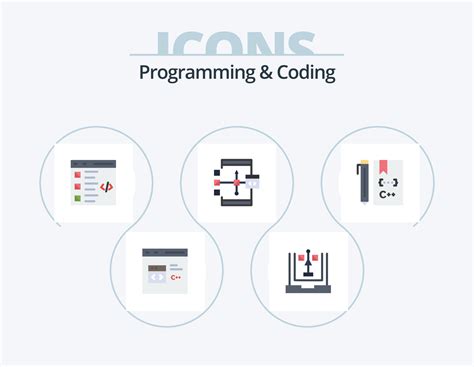 programming and coding flat icon pack 5 icon design development coding development