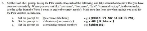 Solved 3 Set The Bash Shell Prompt Using The Ps1 Variable