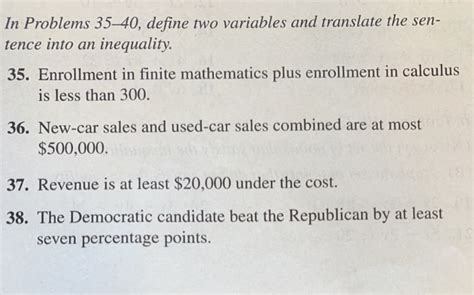 solved in problems 35 40 define two variables and
