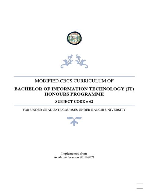 Modified Cbcs Curriculum For Bachelor Of It Honours At Ranchi University Pdf Biodiversity