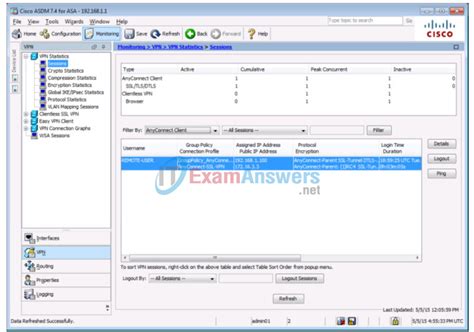 10312 Lab Configure Anyconnect Remote Access Ssl Vpn Using Asa 5505 Asdm Answers