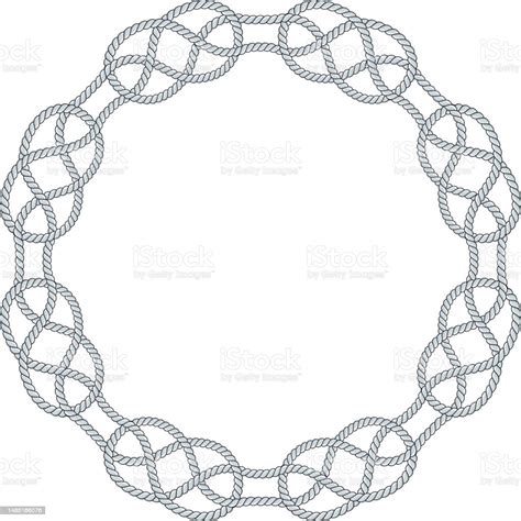 둥근 밧줄 프레임은 흰색 배경에 분리되어 있습니다 꼬인 코드 거친에 대한 스톡 벡터 아트 및 기타 이미지 거친 고리 세공 곡선 Istock