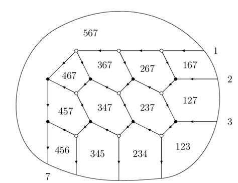 Plabic graph G of trip permutation π 4 7 and face labelling λ G Download Scientific Diagram