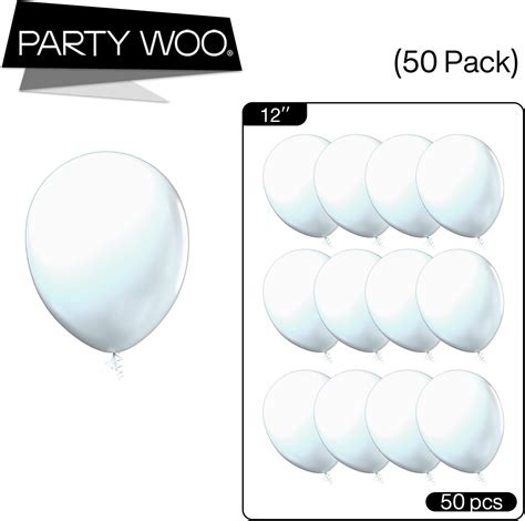 Buy Partywoo White Balloons 50 Pcs 12 Inch Latex Balloons Party