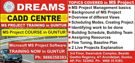 ms project course in guntur ms project online training institute in guntur