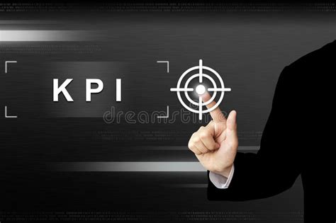 Business Hand Pushing Key Performance Indicator Or Kpi Button On Stock