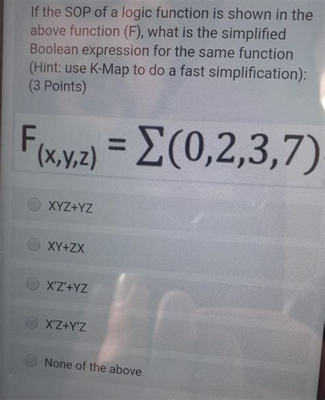 Solved If The Sop Of A Logic Function Is Shown In The Above