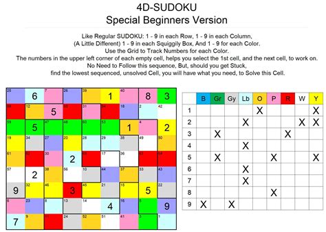 4d Sudoku A Special Beginners Version With Clues For What Square To Try