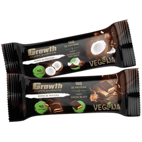 Barra De Proteína Vegana Growth 12 Unid X 40g Cada 480g Growth