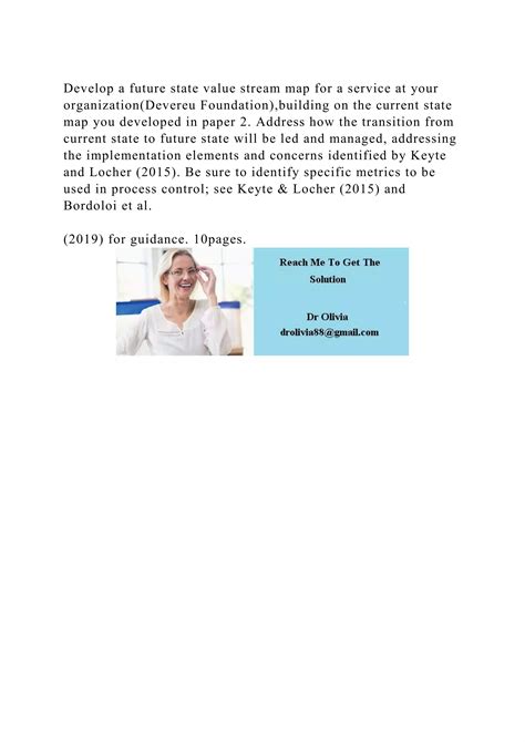 Develop A Future State Value Stream Map For A Service At Your Organi Pdf