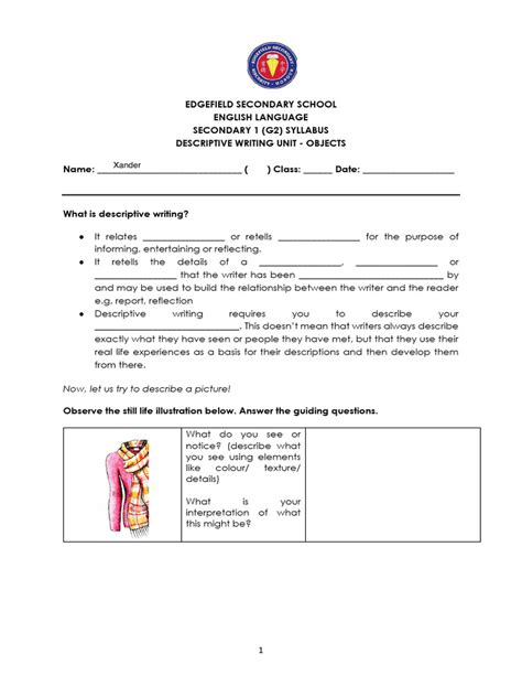 Edited T1w01 03 Descriptive Writing Objects Pdf Guitars Adverb