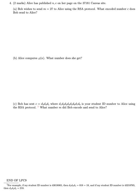 4 2 Marks Alice Has Published N E On Her Page On Chegg Com