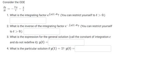 Solved Consider The Ode Dtdy T Yt What Is The Chegg