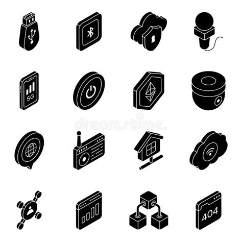 Pack Of Cloud Technology Solid Icons Stock Vector Illustration Of