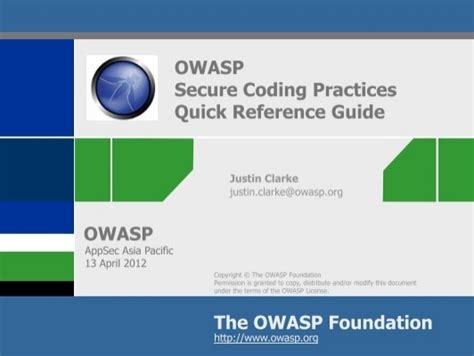 owasp project secure coding quick reference guide