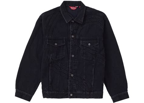 Supreme S Logo Denim Trucker Jacket Washed Black Mens Ss24 Us