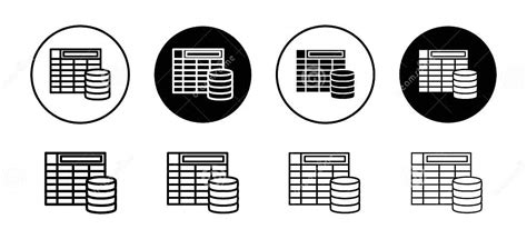 Data Table Vector Icon Set Collection Data Table Outline Flat Icon
