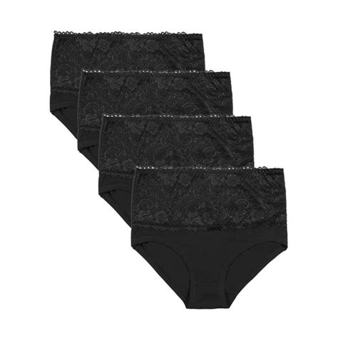 4 Pack Womens High Waist Cotton Briefs Sexy Lace Underwear C Section