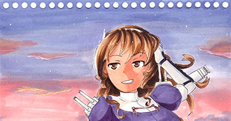 アナログ 【同人手描きイラスト】足柄【背景に合わせて顔の色も濃くしちゃっ】 つるぎや夏空キリンのイラスト Pixiv