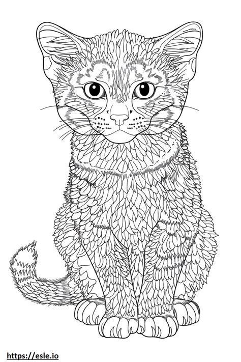 African Golden Cat Cartoon Coloring Page