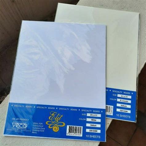Elit Vellum Specialty Board White Colored 220GSM Shopee Philippines