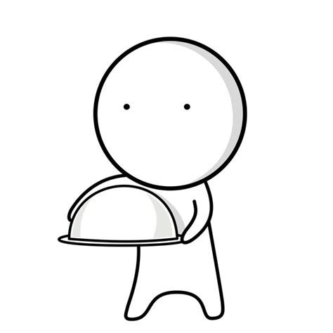 Premium Vector A Cartoon Of A Man Holding A Tray With A Lid On It