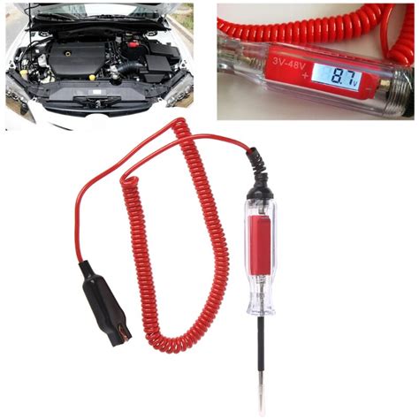 12v 자동차 트럭 전압 회로 테스터 Dc 3v 48v 디지털 Lcd 디스플레이 진단 전동 공구 전압 테스트 프로브