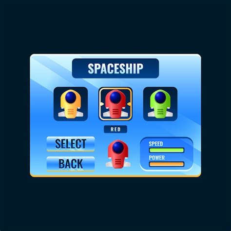 ファンタジーゲームui宇宙船選択ボードポップアップインターフェイス Premiumベクトル素材