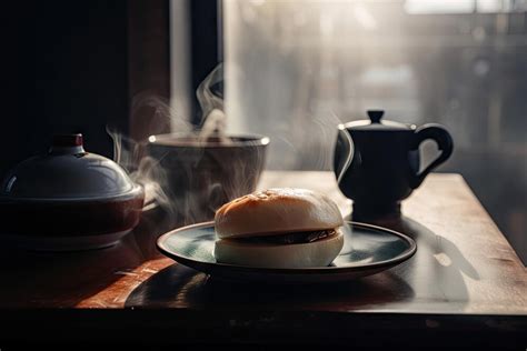 Premium Ai Image Chilly Winter Morning With Steaming Bao Bun And Hot