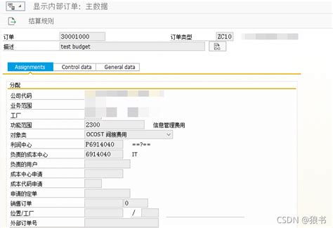 Sap中一个完整的内部订单预算管理的计划预算和实际预算的应用控制测试sap内部订单预算控制 Csdn博客