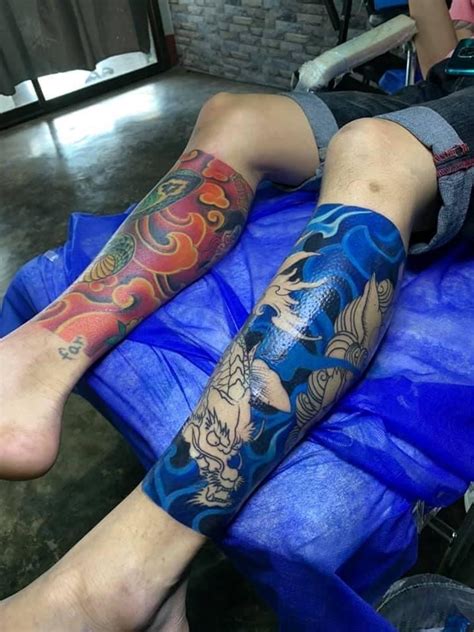 ปักพินโดย Thomas Stieben ใน Japanese Sleeve Tattoo รอยสักที่ขา รอย