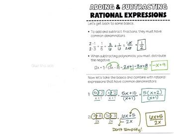 Adding And Subtracting Rational Expressions NOTES By For The Love Of Algebra