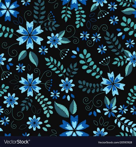 Embroidery Seamless Pattern Texture Wallpaper Vector Image