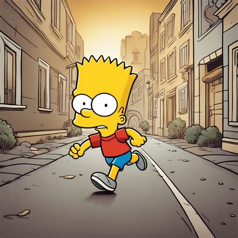 Bart Simpson Running Away From His Bully Cartoon By