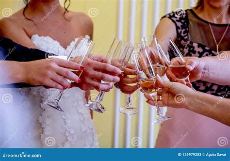 Group Of Diverse People Clinking Wine Glasses Together Just Married