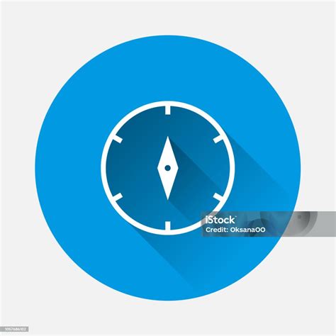 파란색 배경 벡터 나침반 아이콘입니다 플랫 이미지 긴 그림자 세계의 측면을 결정 하기 위한 나침반 기호입니다 레이어 그룹화 쉽게 편집 그림에 대 한 당신의 디자인에 대 한