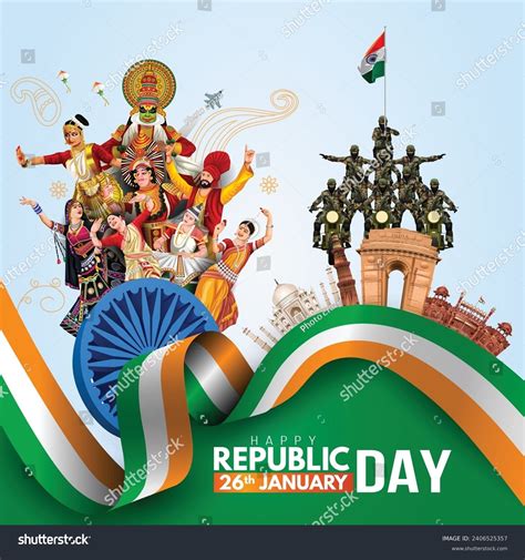 Happy Republic Day India 26th January Stock Vector Royalty Free