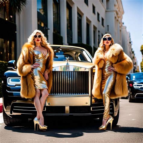 Blonde Long Haired Drag Queens In Gold Sequin Dres By