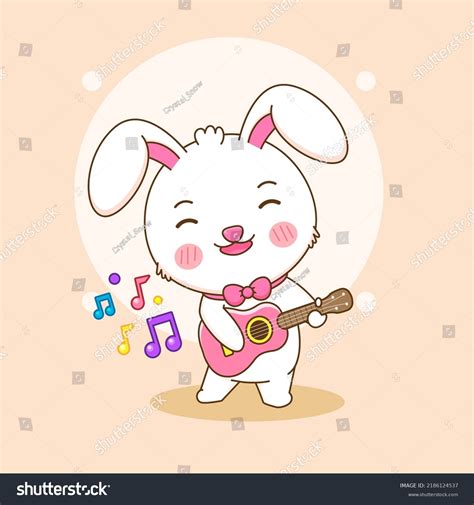 Cute Rabbit Playing Guitar Bunny Cartoon Stock Vector Royalty Free