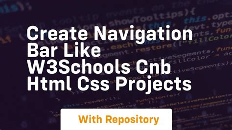 Create Navigation Bar Like W3schools Cnb Html Css Projects Youtube