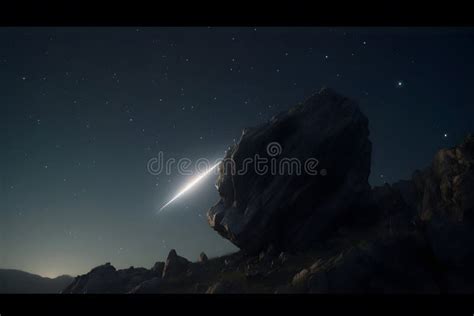 A Comet An Asteroid A Meteorite Falls To The Ground Against A Starry Sky Neural Network Ai